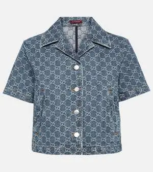 Gucci Gg Jacquard Denim Cropped Top