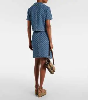 Gucci Gg Jacquard Denim Cropped Top
