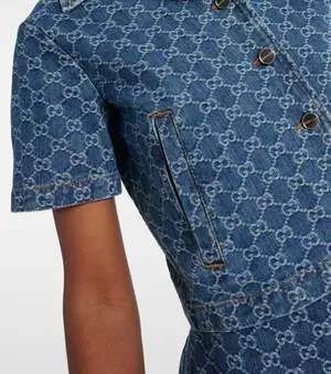 Gucci Gg Jacquard Denim Cropped Top