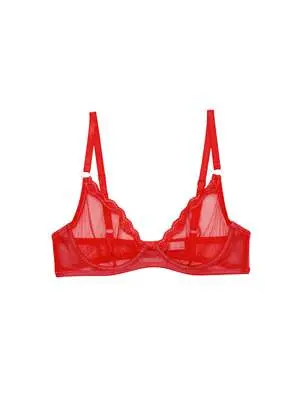 Fleur Du Mal Sheer Tulle Demi Bra - Rouge