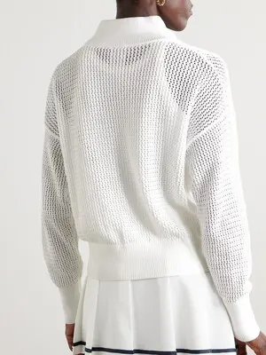 Varley Aurora Open-knit Cotton Half-zip Sweater