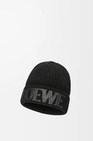 Loewe Beanie In Wool - Black