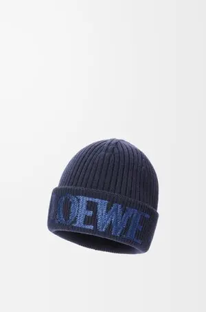 Loewe Beanie In Wool - Navy Blue