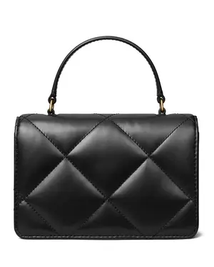 Tory Burch Mini Kira Diamond Quilt Top Handle Chain Wallet - Black