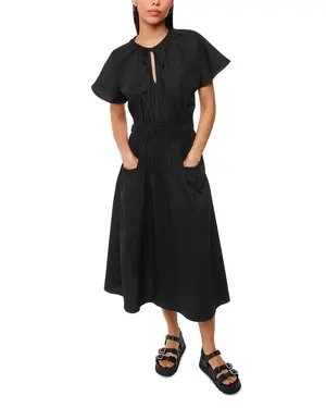 Whistles Poplin Shirred Dress