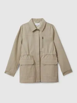 REISS Brooklyn Cotton Canvas Overshirt