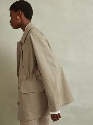REISS Brooklyn Cotton Canvas Overshirt