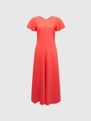 REISS Eleni Cap-sleeve Midi Dress