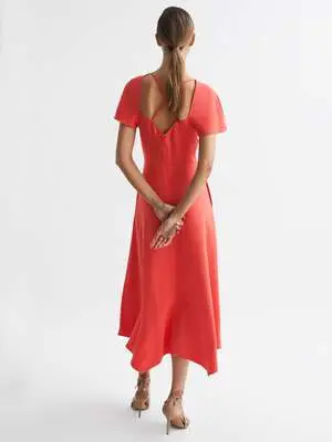 REISS Eleni Cap-sleeve Midi Dress