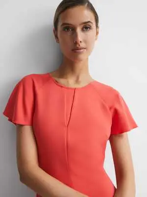 REISS Eleni Cap-sleeve Midi Dress