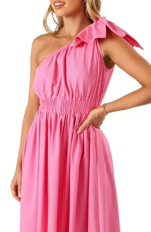 PETAL & PUP Kailey One-shoulder Dress - Hot Pink