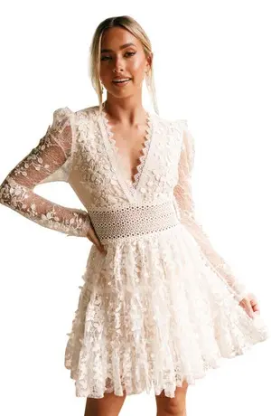 PETAL & PUP Fern Floral Appliqué Mini Dress