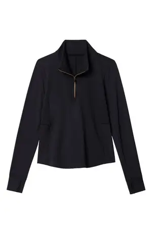 RHONE Course To Court Long Sleeve Quarter Zip Top - Black