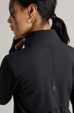 RHONE Course To Court Long Sleeve Quarter Zip Top - Black