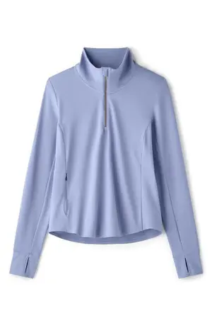 RHONE Course To Court Long Sleeve Quarter Zip Top - Hydrangea Blue