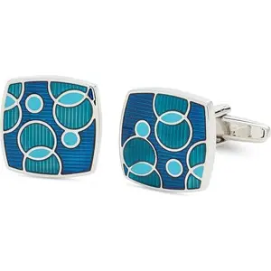 CLIFTON WILSON Circles Cuff Links - Teal
