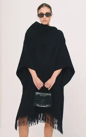 BY MALENE BIRGER Turtlo Oversized Fringed Wool Cape