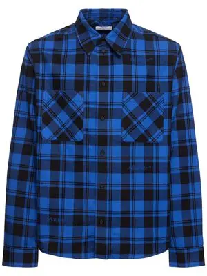 Off-White Check Flannel Cotton Shirt Black,blue