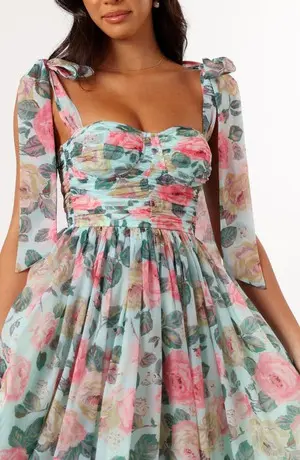 PETAL & PUP Floret Bow Strap Maxi Dress - Blue Multi