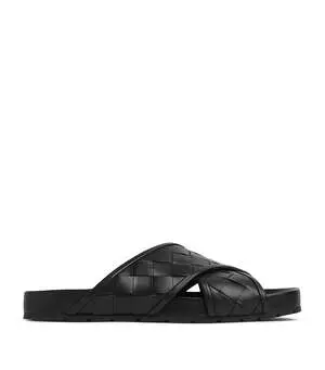 Bottega Veneta Leather Intrecciato Tarik Sandals