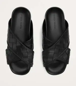 Bottega Veneta Leather Intrecciato Tarik Sandals
