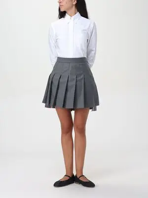 Thom Browne Pleated Skirt With Tricolor Detail - Charcoal