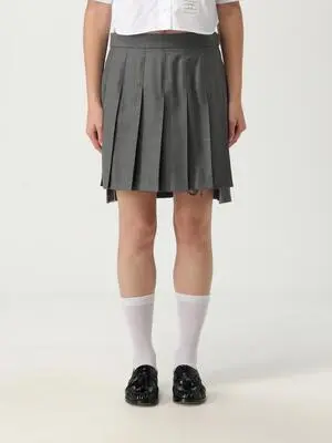 Thom Browne Thom Browne Pleated Skirt With Tricolor Detail Grey