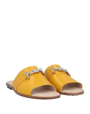 TOD'S Leather Appliquéd Flat Slide Sandals