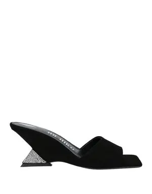 Attico Suede Slide Sandals With Sculptural Embellished Heel - Black