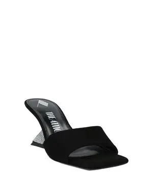 Attico Suede Slide Sandals With Sculptural Embellished Heel - Black