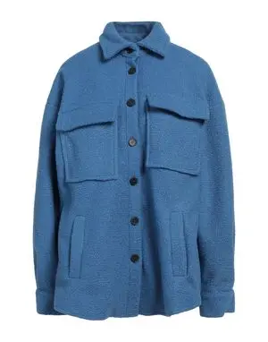 VICOLO Polyester Bouclé Overshirt - Blue