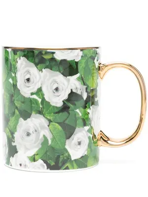 SELETTI Roses Porcelain Mug - Green