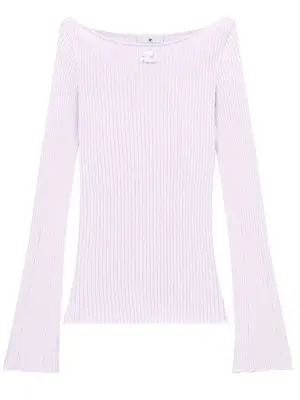 COURREGES Boat-neck Ribbed Jumper - Purple