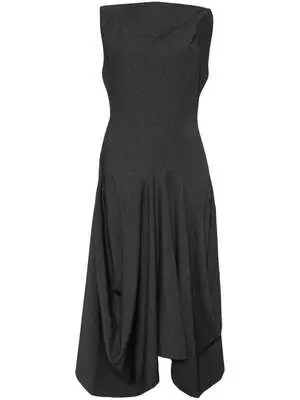 Goen.j Twisted-shoulder Draped Midi Dress