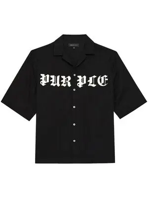 PURPLE BRAND Gothic Wordmark Cotton Shirt - Black
