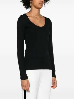 TOTEME Classic Ribbed Long Sleeve Top - Black