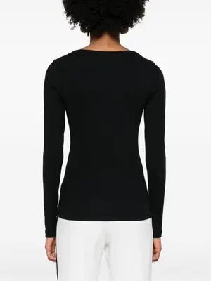 TOTEME Classic Ribbed Long Sleeve Top - Black