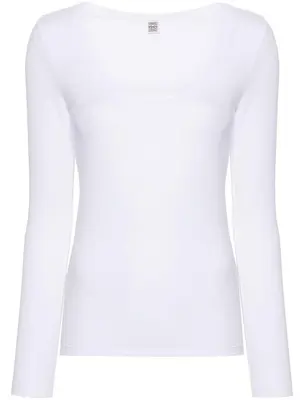 TOTEME Scoop-neck Fine-ribbed T-shirt - White