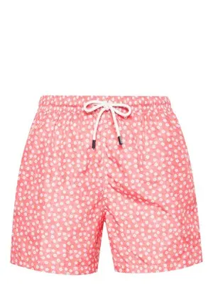 Fedeli Madeira Rita-pattern Swim Shorts - Red