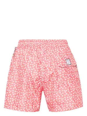 Fedeli Madeira Rita-pattern Swim Shorts - Red