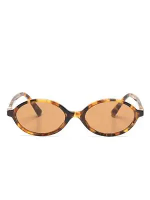 Miu Miu Tortoiseshell Oval Sunglasses - Brown
