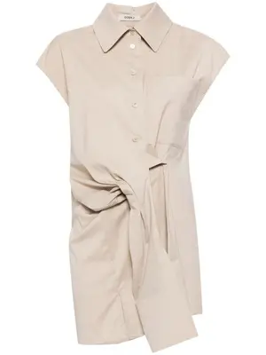 Goen.j Knot-detail Shirt Dress - Neutrals