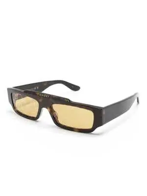 Gucci Tortoiseshell Rectangle-frame Sunglasses - Brown