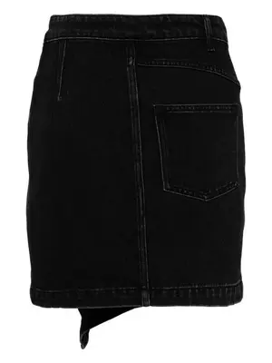 Goen.j Asymmetric Draped Denim Skirt - Black