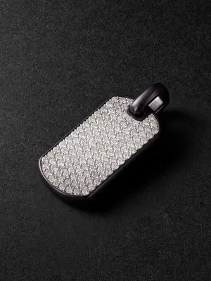 David Yurman David Yurman Chevron Titanium And Sterling Silver Diamond Pendant Black