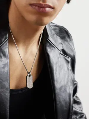 David Yurman Chevron Titanium And Sterling Silver Diamond Pendant