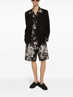 Dolce & Gabbana Floral-print Silk Shorts - Black