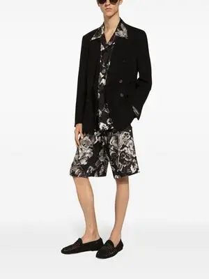 Dolce & Gabbana Floral-print Silk Shorts - Black