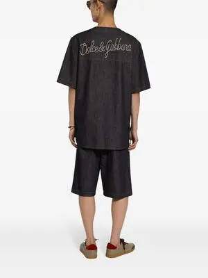 Dolce & Gabbana Logo-embroidered Denim Shirt
