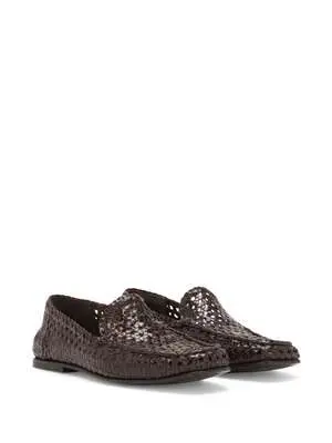 Dolce & Gabbana Goatskin Woven Slippers - Brown